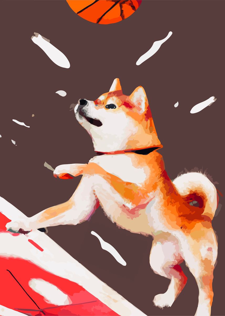 'dog basketball' Poster by Elz art | Displate