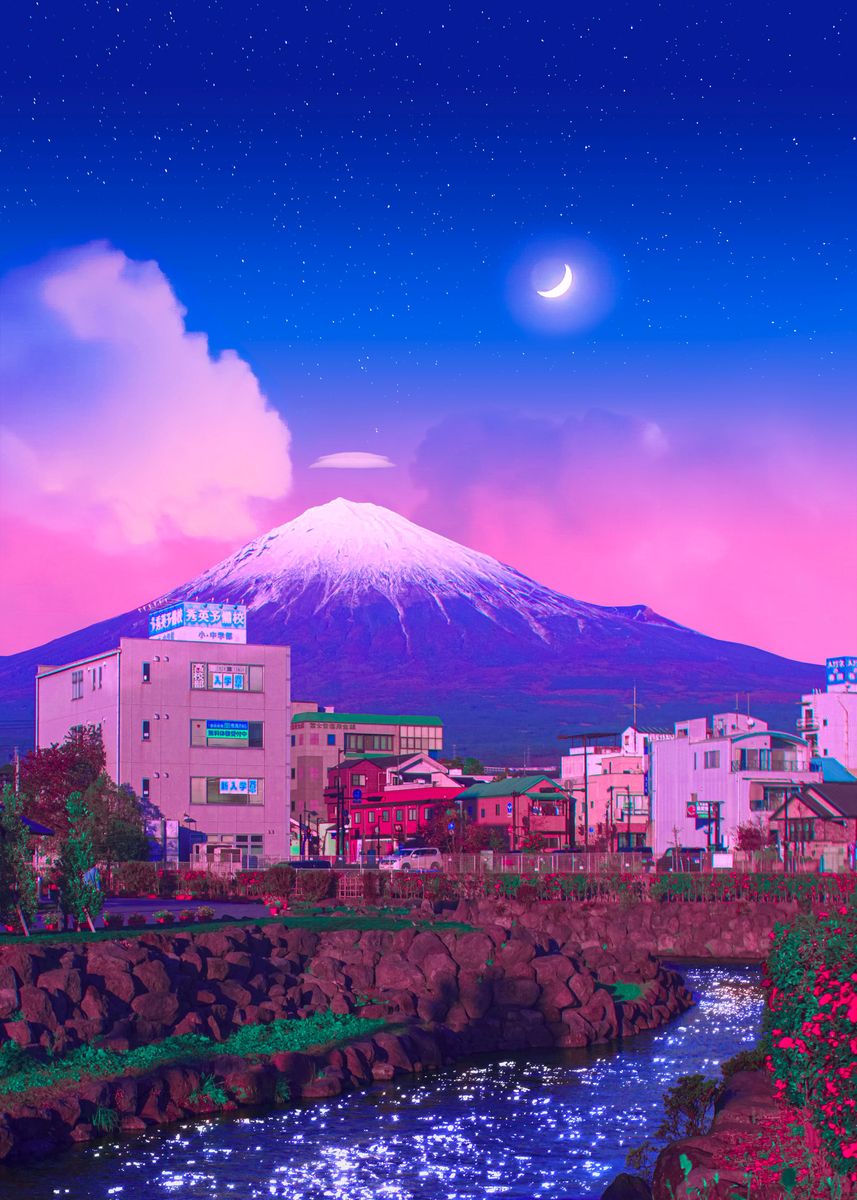 'Fujisan' Poster, picture, metal print, paint by Yagedan | Displate