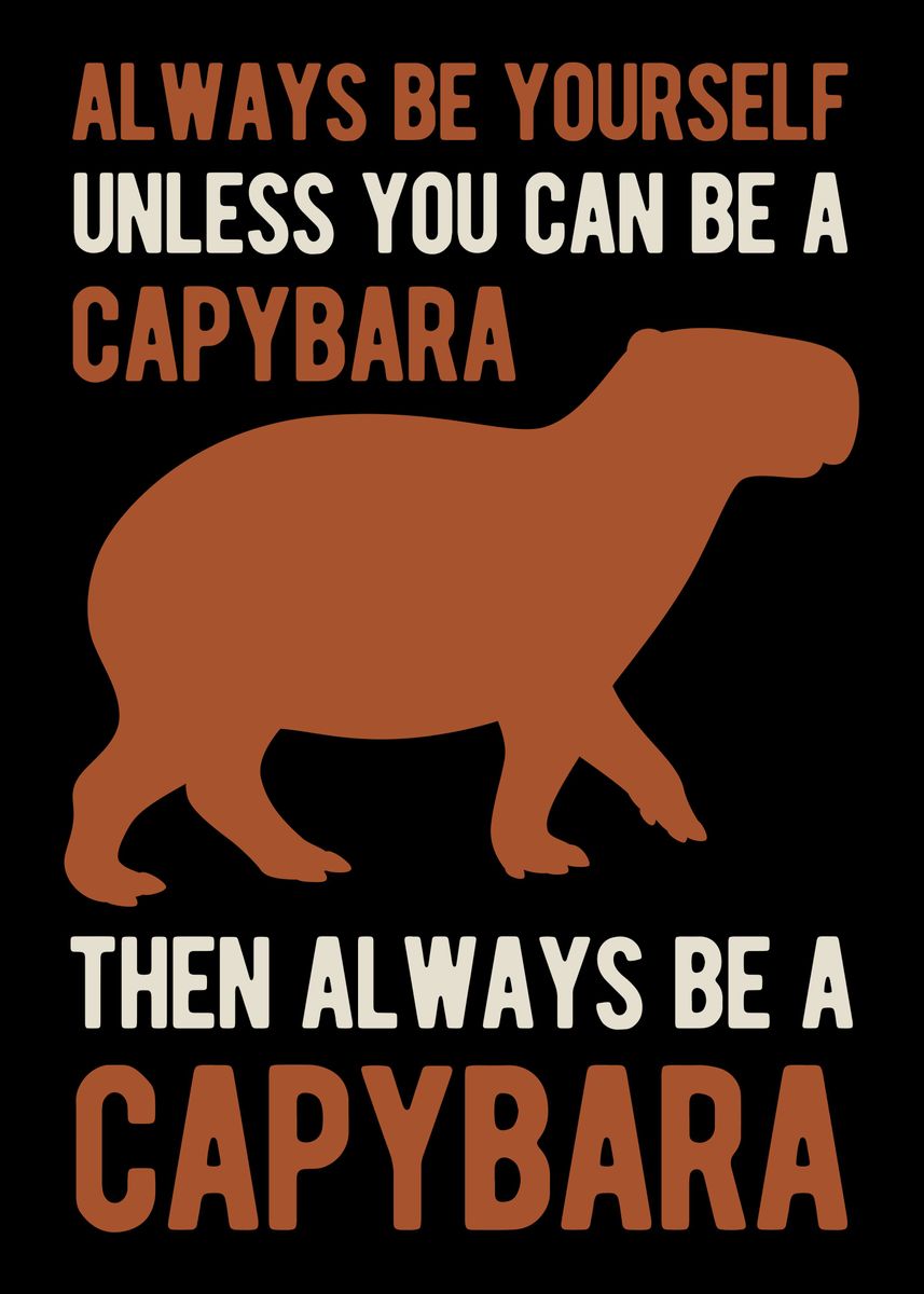 'Funny Capybara' Poster, picture, metal print, paint by Visualz | Displate
