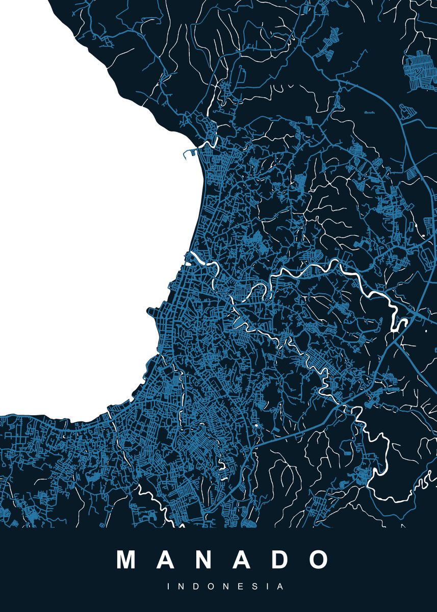 'MANADO Map INDONESIA ' Poster, picture, metal print, paint by ...