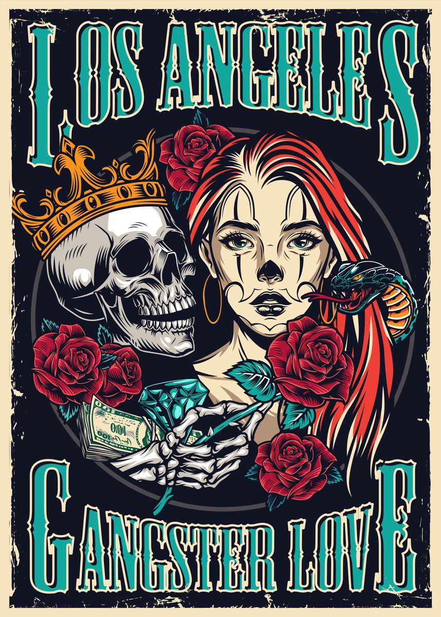 'Los Angeles Gangster Love' Poster, picture, metal print, paint by ...