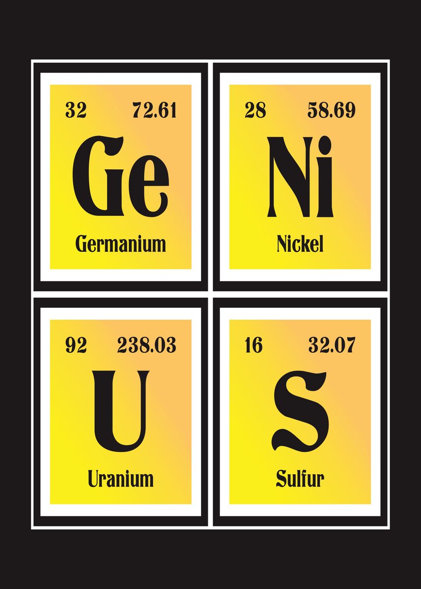'Genius Table of Element' Poster, picture, metal print, paint by Maozva ...