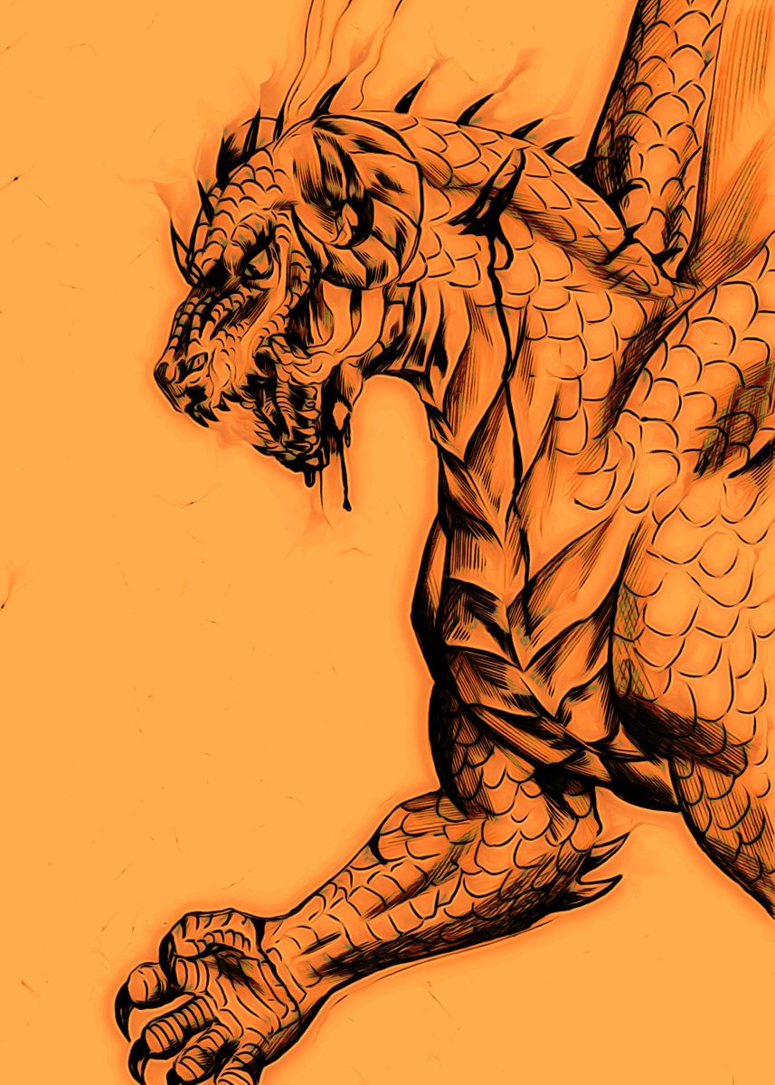 'Injured dragon' Poster, picture, metal print, paint by Furiarossa and ...