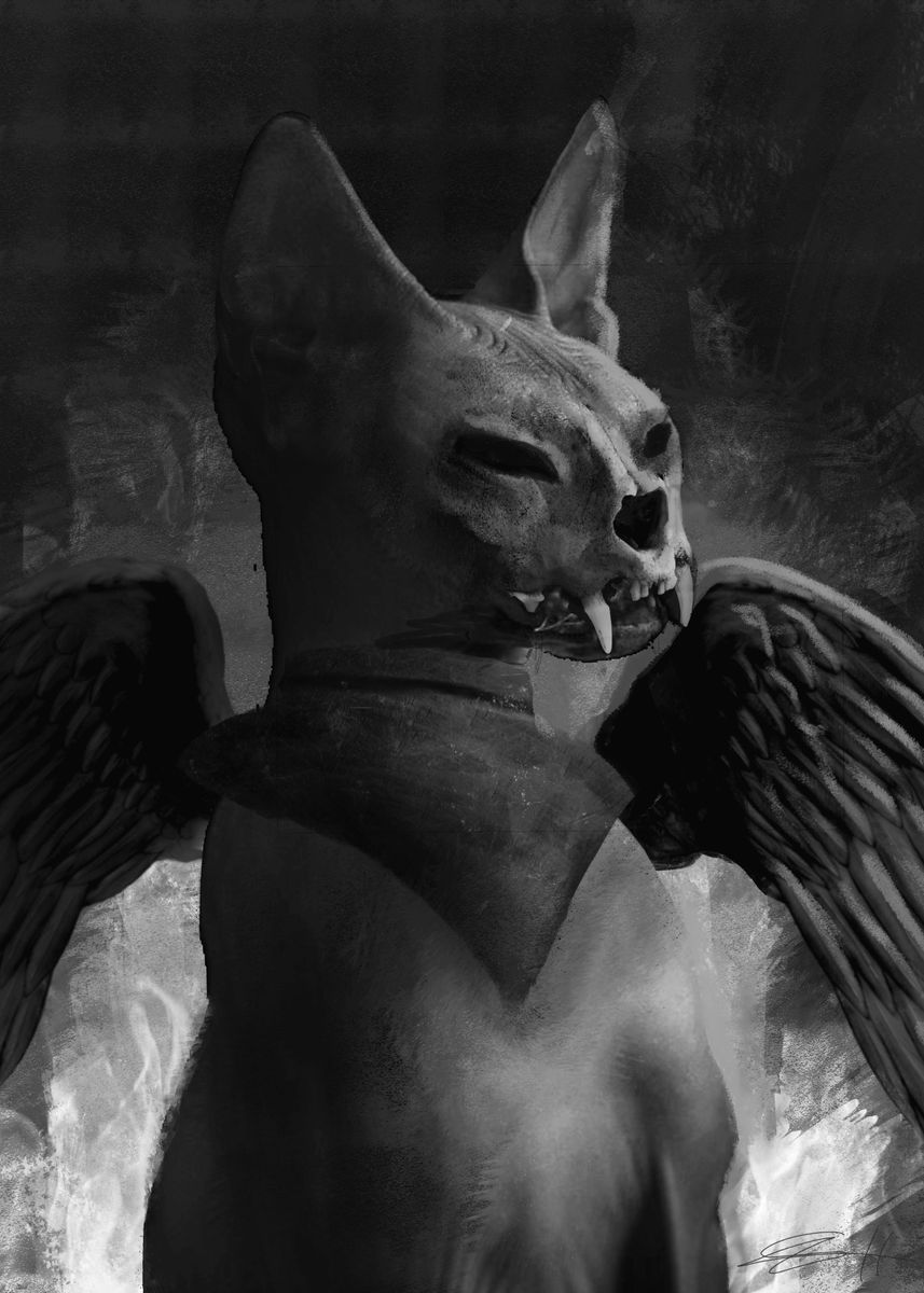 'Demonic Cat' Poster by Cameron Halliday | Displate