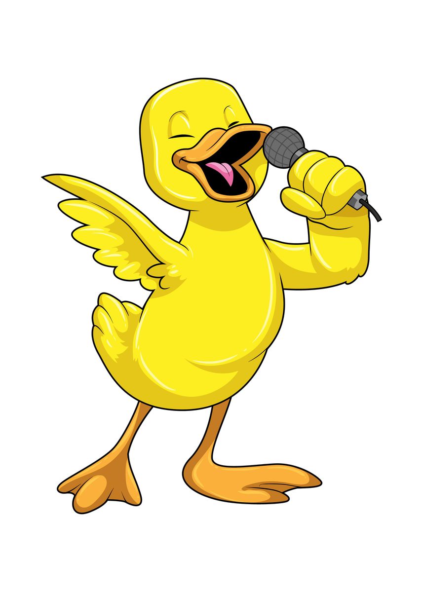 'Duck Singer Microphone' Poster, picture, metal print, paint by Markus ...