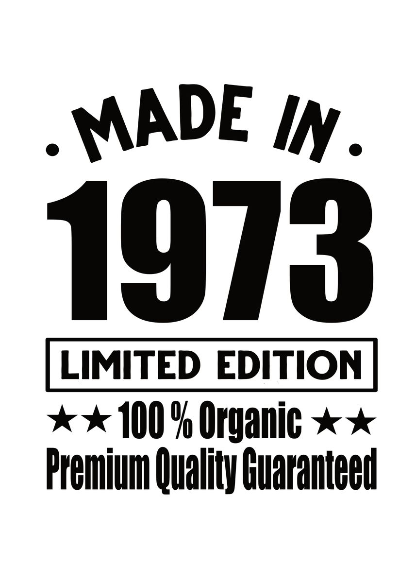 'Made In 1973 Vintage Retro' Poster, picture, metal print, paint by ZS ...