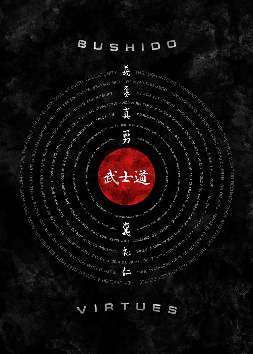 'Bushido Circles Black' Poster, picture, metal print, paint by Nikita ...