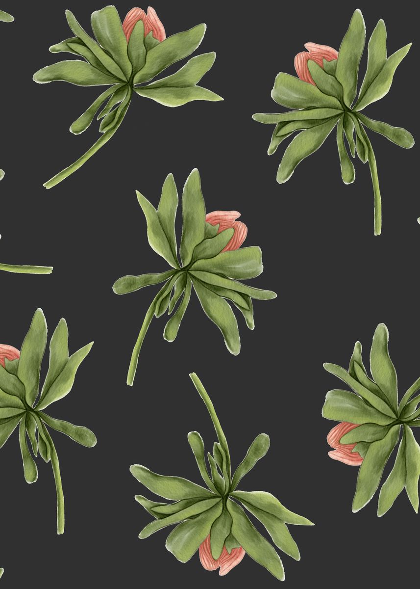 'Aster Flower Pattern 06' Poster by Aloke Design | Displate