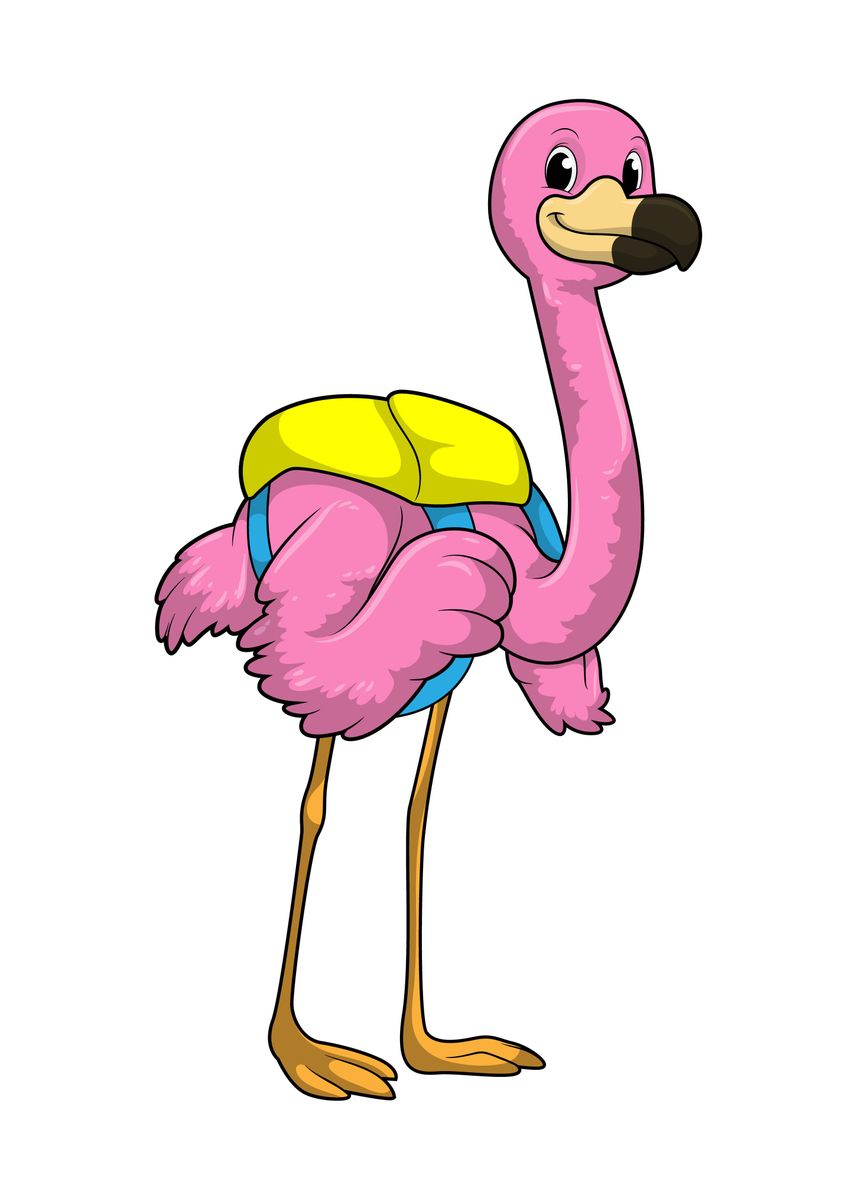 'Flamingo Pupils School bag' Poster, picture, metal print, paint by ...