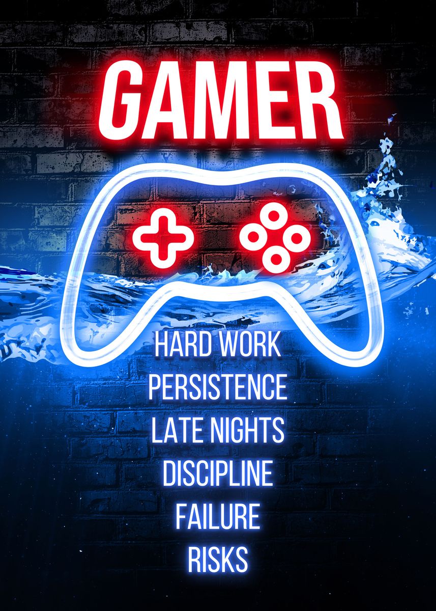 'Gamer Mindset motivational' Poster, picture, metal print, paint by ...