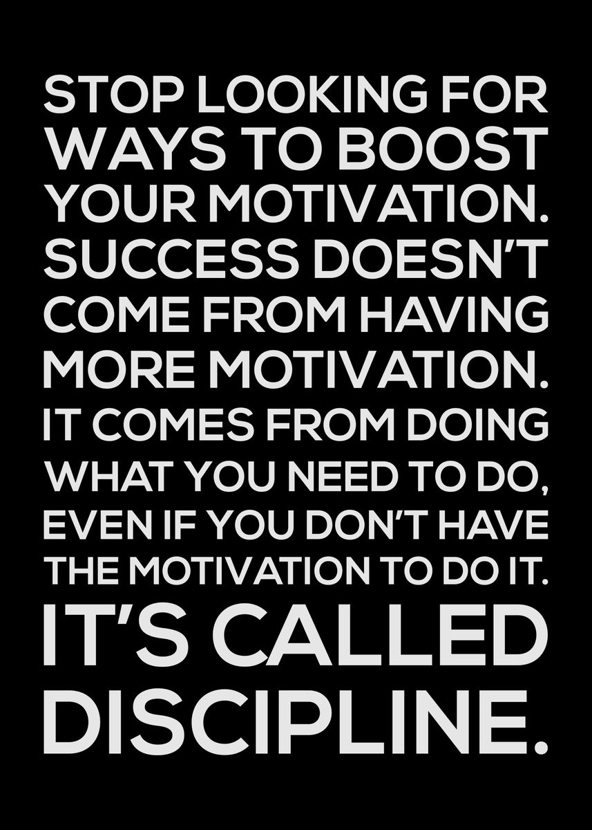 'Motivation vs Discipline' Poster, picture, metal print, paint by ...