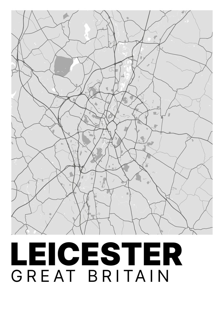 'Leicester Map' Poster, picture, metal print, paint by Vicky Hanggara ...