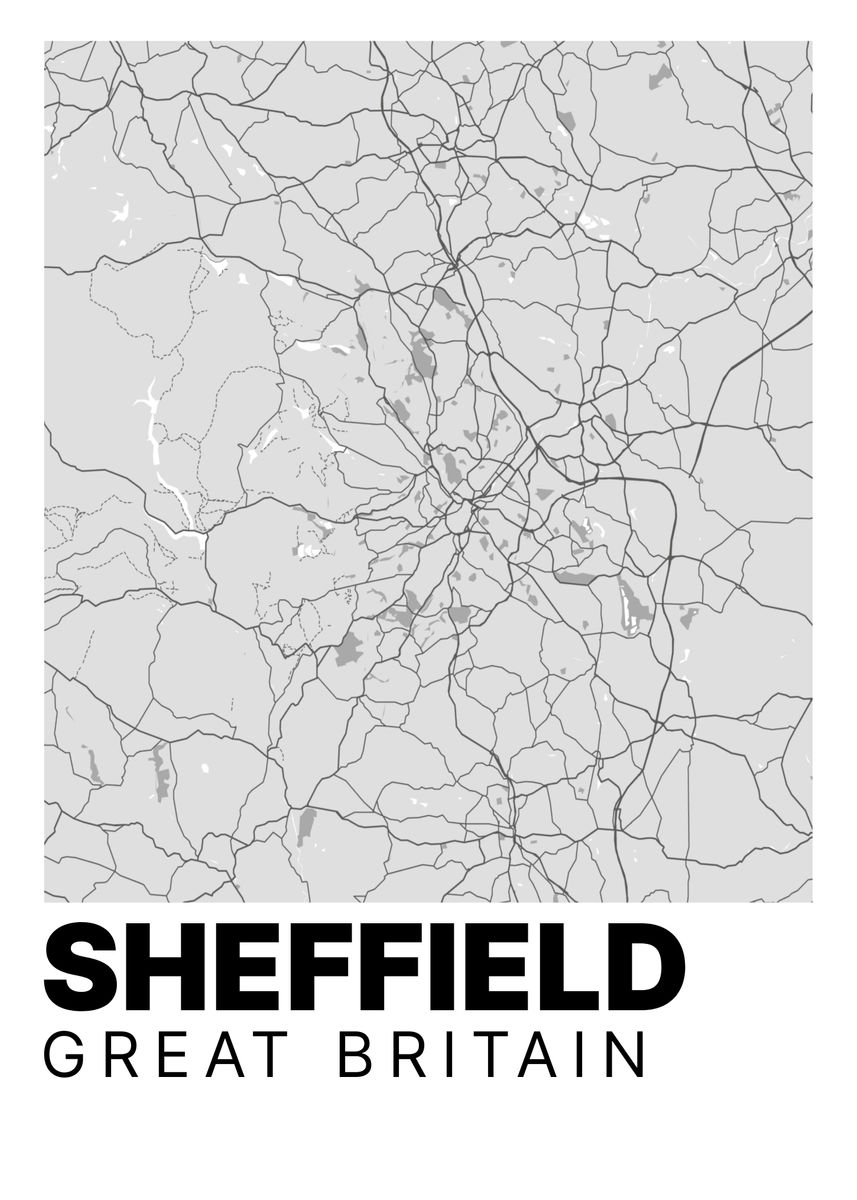 'Sheffield Map' Poster by Akio Brilliant | Displate