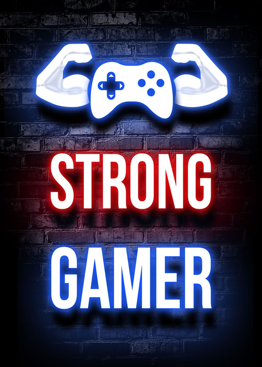 'Strong gamer gym fitness' Poster, picture, metal print, paint by Kitty ...