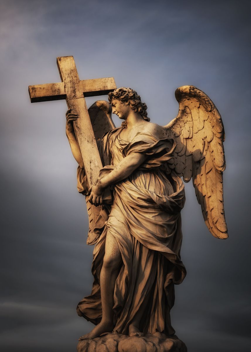 'Angel Carrying The Cross' Poster by Socratubik | Displate