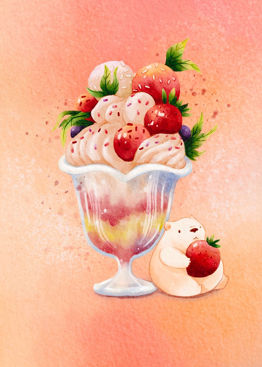 'Ice cream fanatic' Poster, picture, metal print, paint by Liza ...