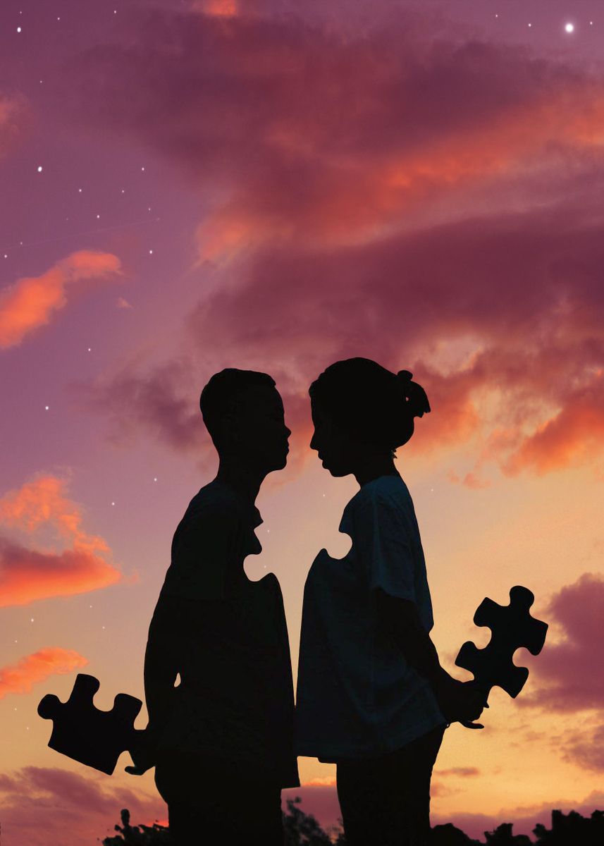 'Puzzle Love' Poster, picture, metal print, paint by Alem Coksa | Displate