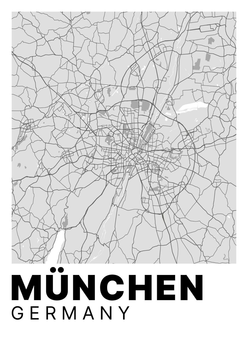'Munchen City Map' Poster, picture, metal print, paint by Vicky ...