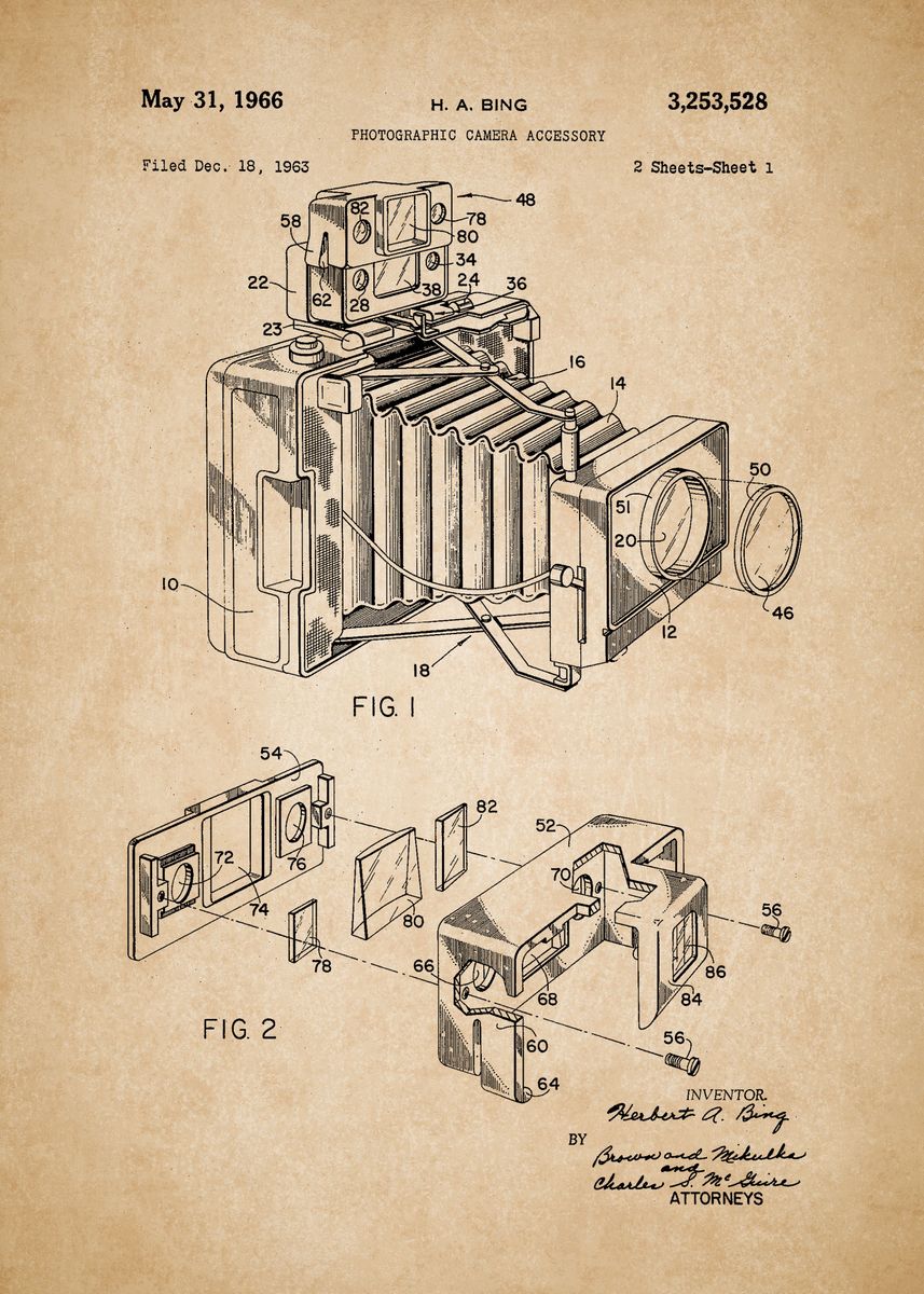 'Camera Blueprint Patent' Poster, picture, metal print, paint by Neo ...