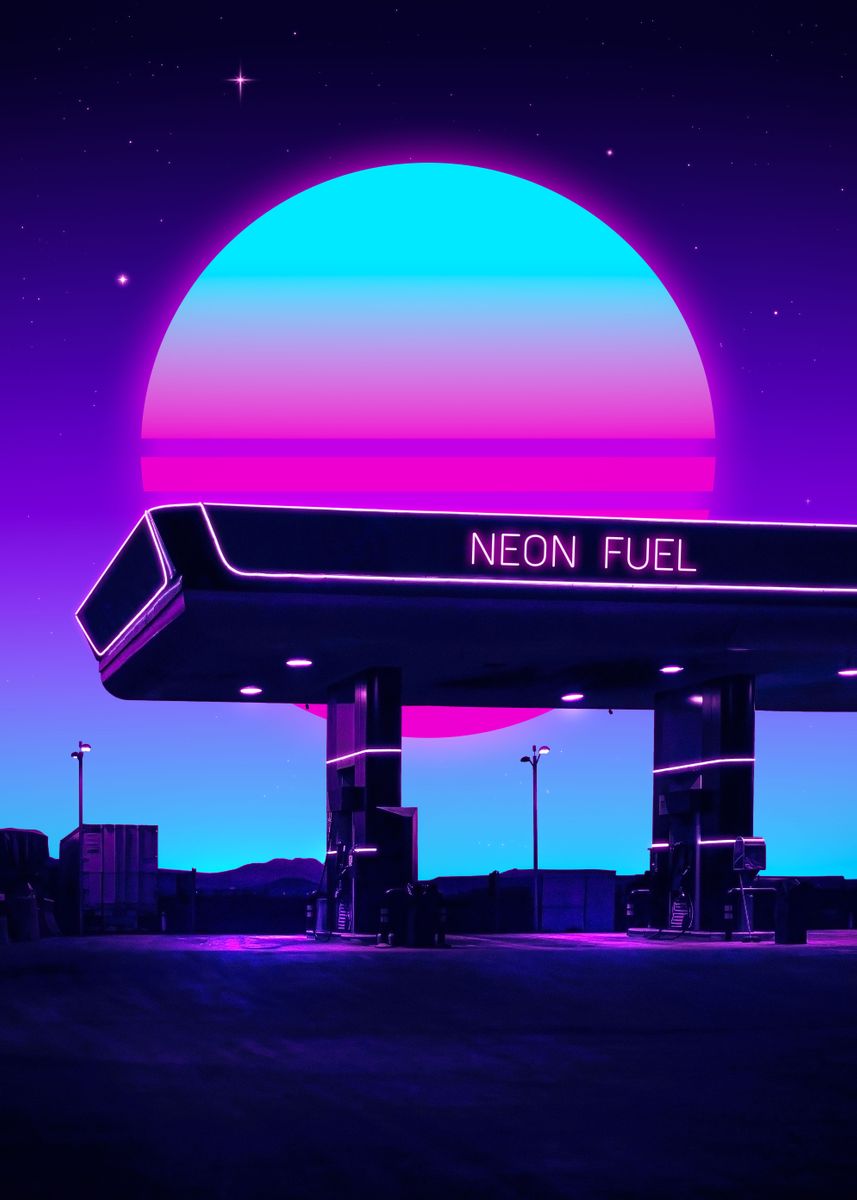 'Neon Fuel' Poster, picture, metal print, paint by Naui Art | Displate