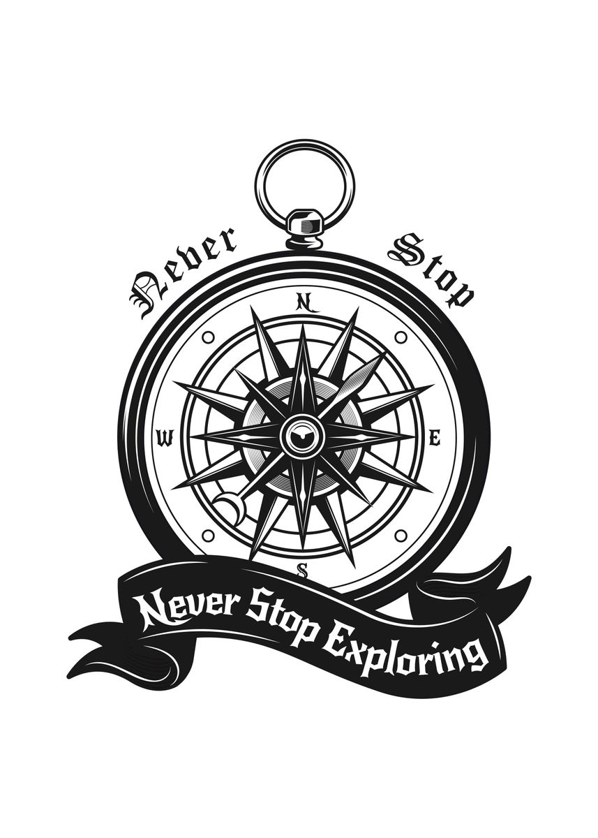 'compass' Poster, picture, metal print, paint by fay list.art | Displate