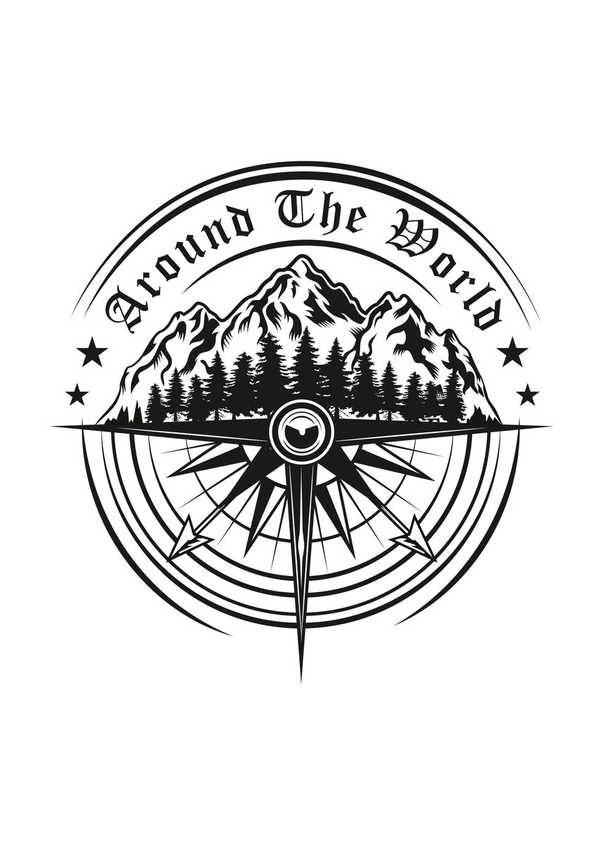 'compass' Poster, picture, metal print, paint by fay list.art | Displate