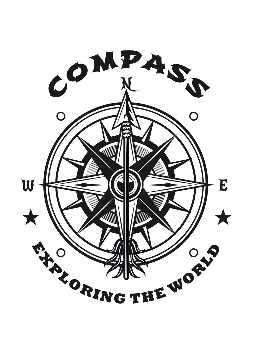 'compass' Poster, picture, metal print, paint by fay list.art | Displate