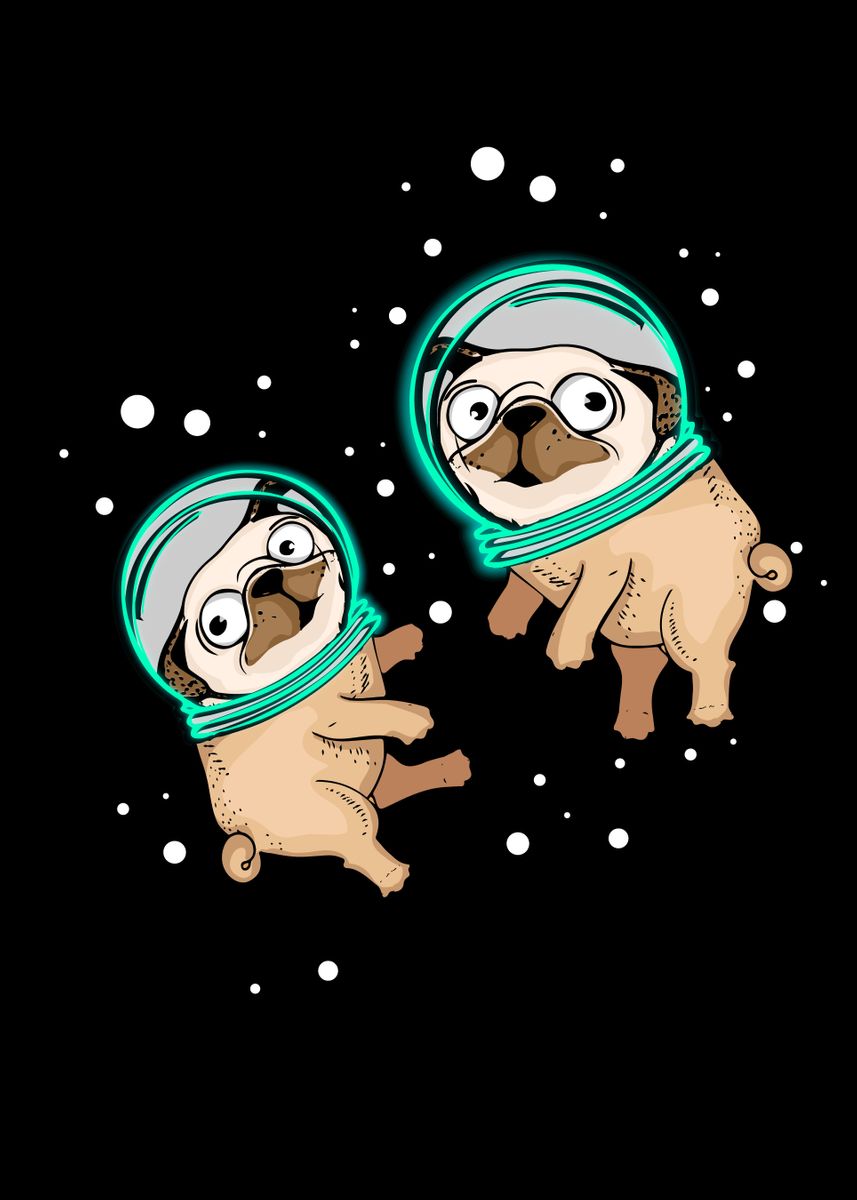 'Pug Gift Astronaut Dog' Poster by PangolinArts | Displate