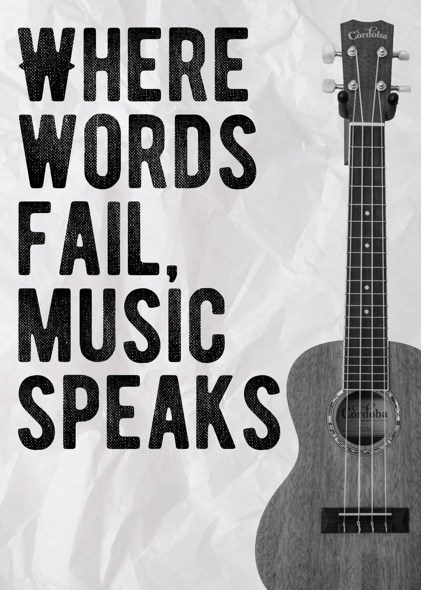 'Music Speaks Music Quote' Poster, picture, metal print, paint by ...