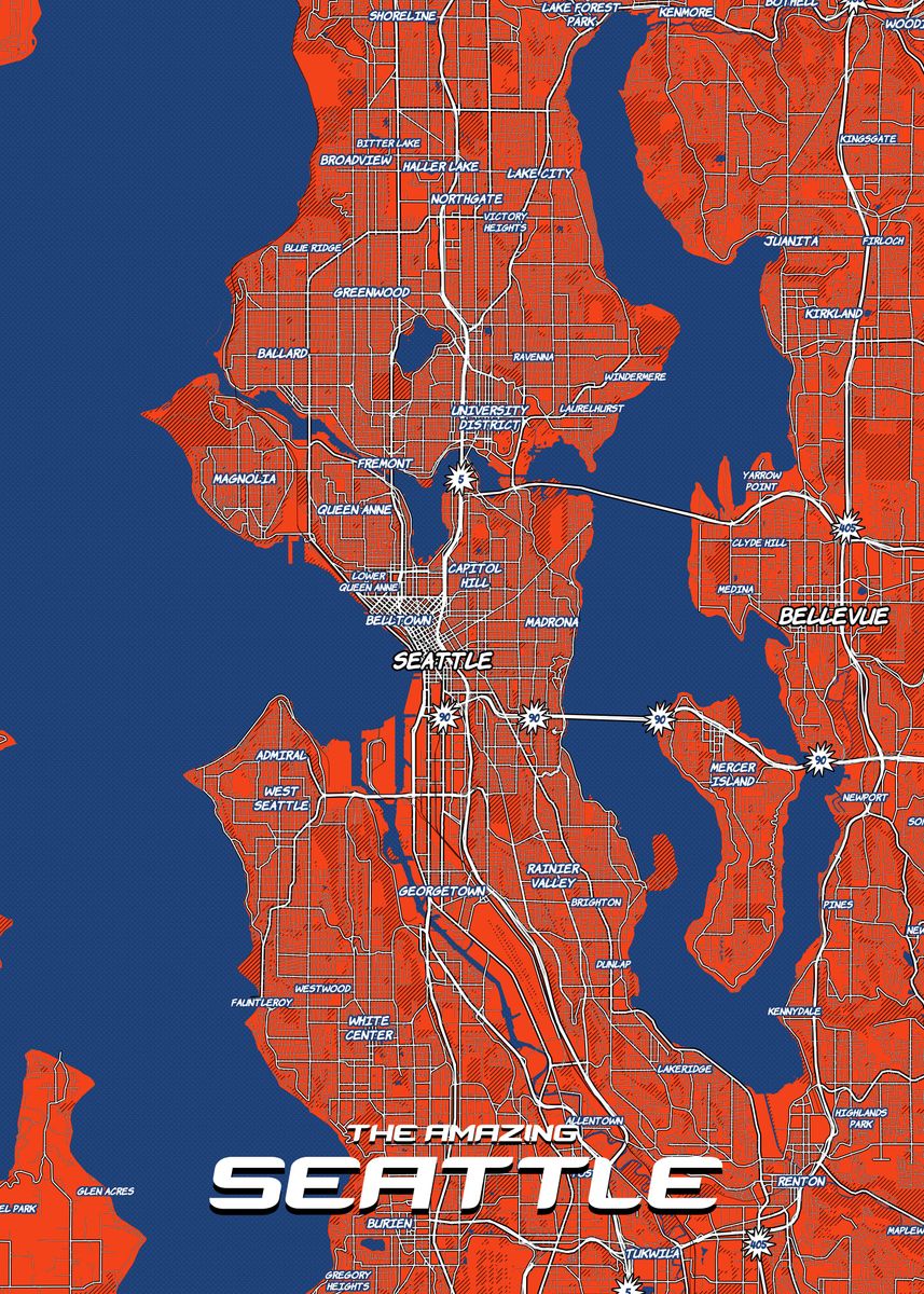 'SEATTLE' Poster, picture, metal print, paint by Andi Permana | Displate