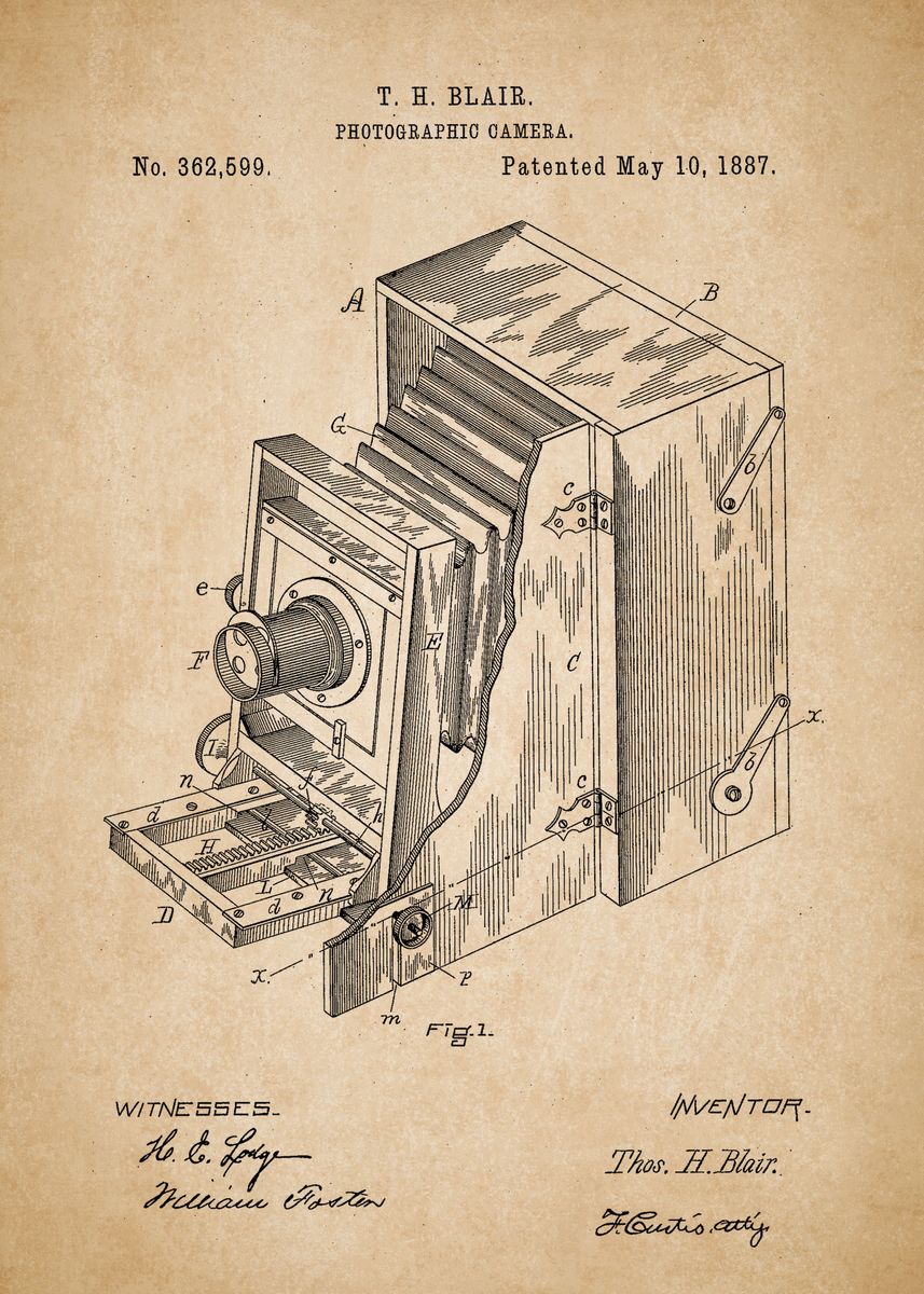 'Vintage Camera Patent' Poster, picture, metal print, paint by Neo ...