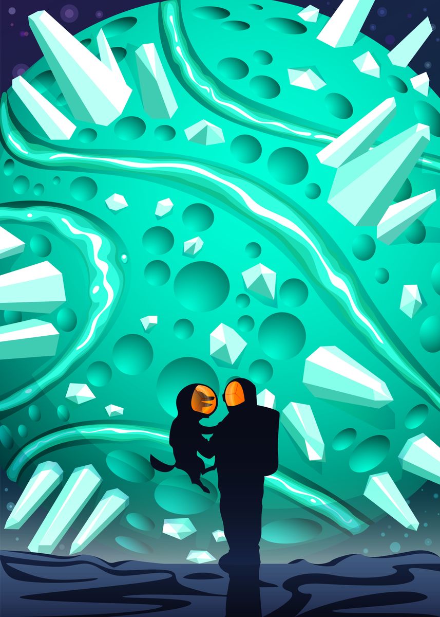 'Turquoise Planet' Poster, picture, metal print, paint by DaKoArt ...