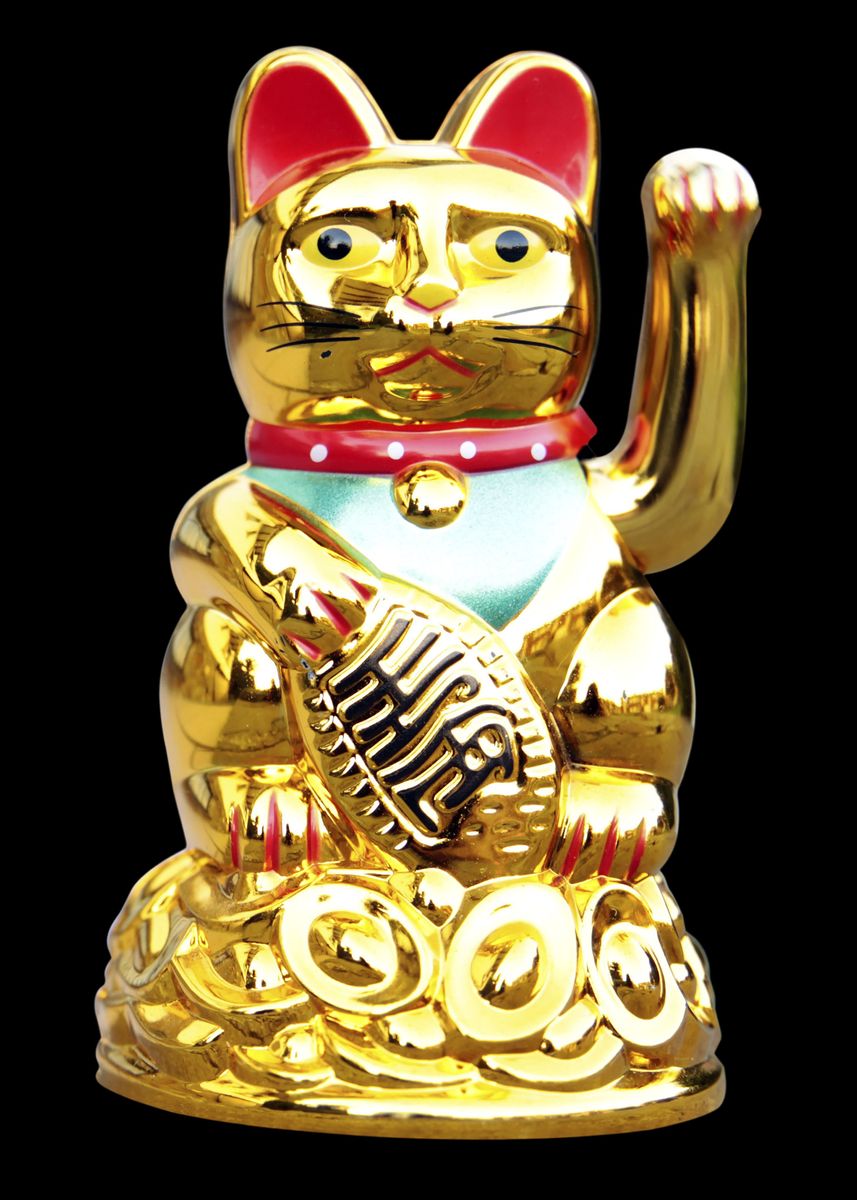 'Gold japanese lucky Cat' Poster, picture, metal print, paint by Max ...