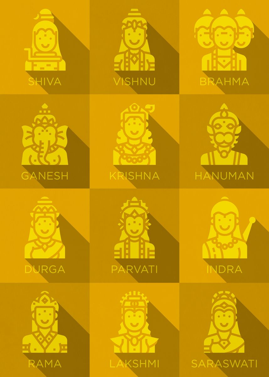 'Hindu Gods Icons 7' Poster, picture, metal print, paint by ...