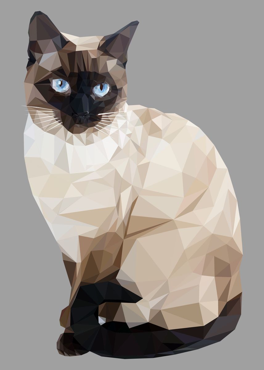 'Polygon Cat Animal' Poster, picture, metal print, paint by Max Ronn ...