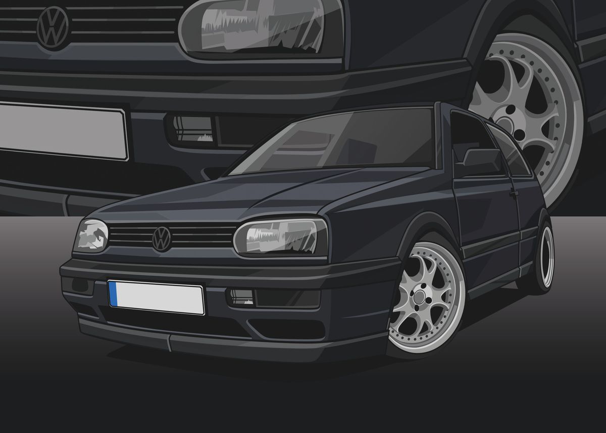 'VW GOLF MK3 BLACK ' Poster by capture art | Displate
