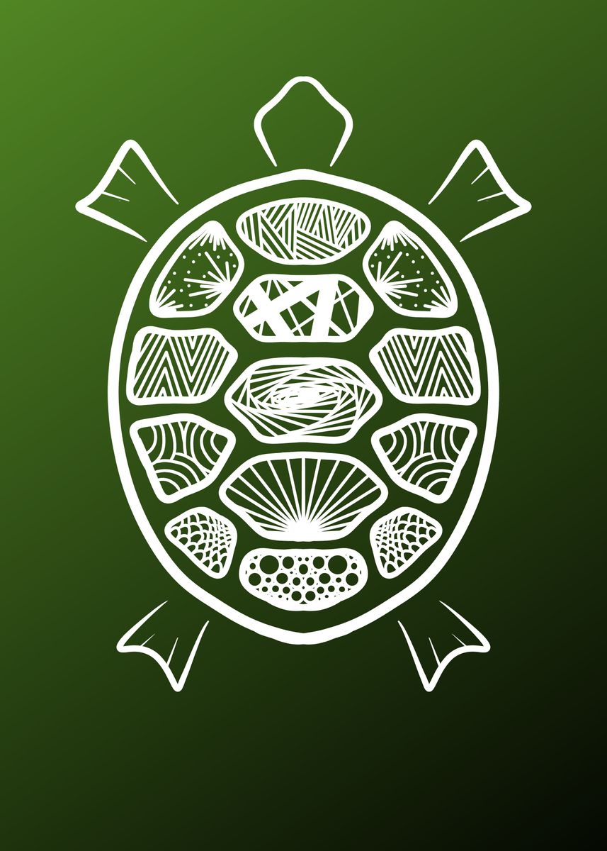 'Minimalistic Turtle' Poster, picture, metal print, paint by May Deen ...