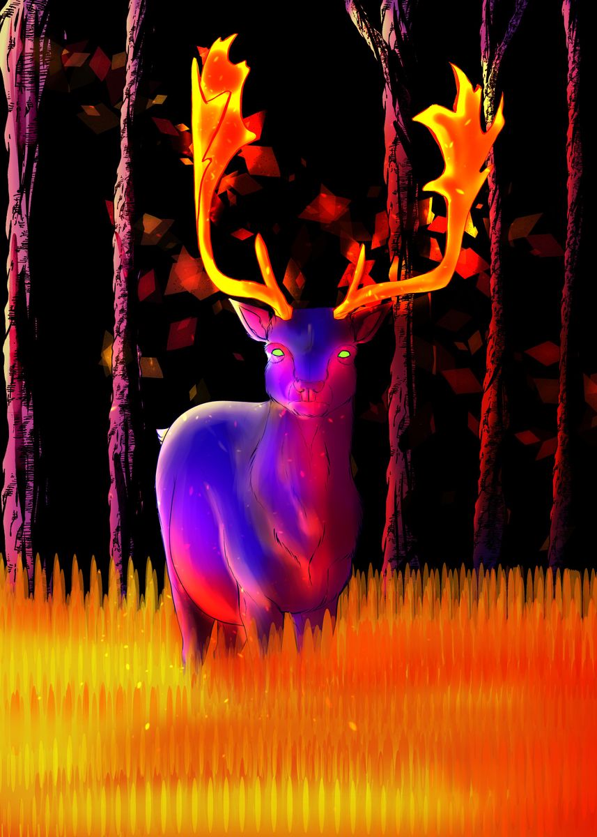 'Retro Stag' Poster, picture, metal print, paint by VPST | Displate