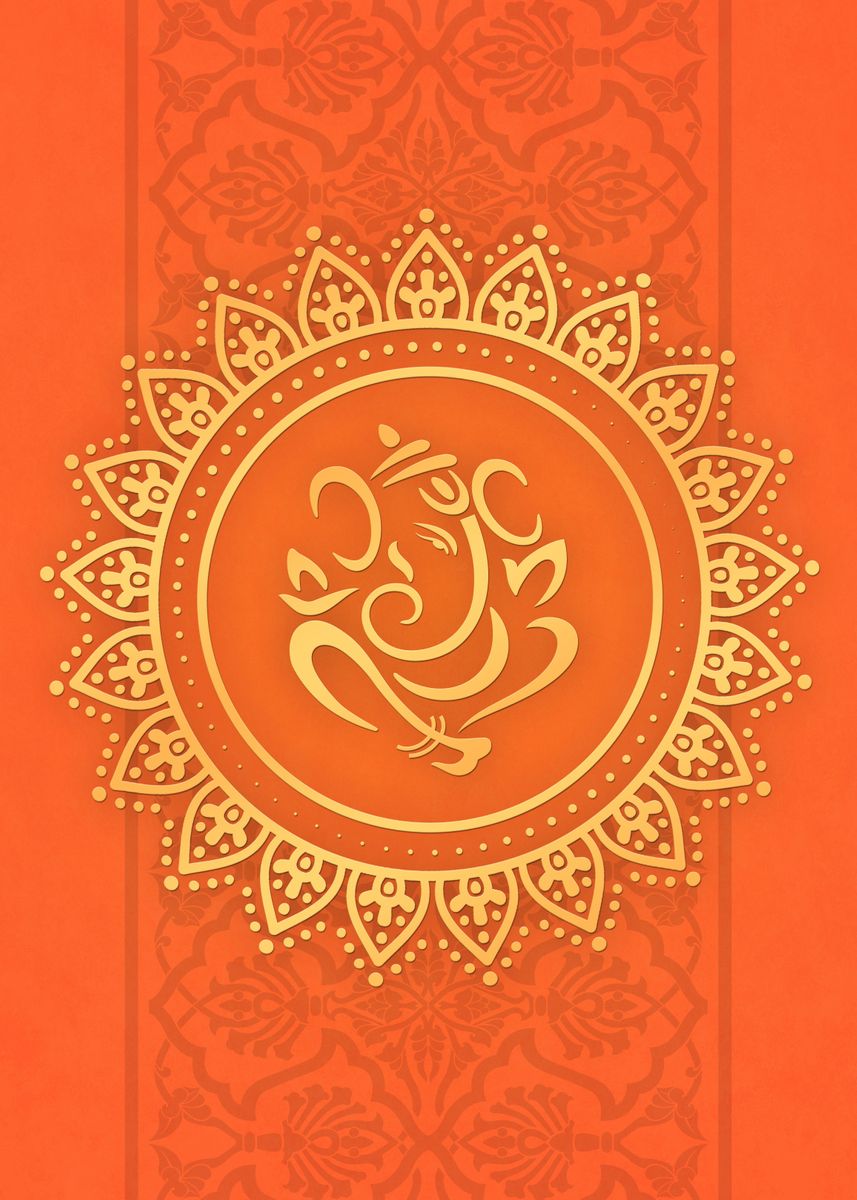 'Hindu Ganesh Orange Yellow' Poster, picture, metal print, paint by ...