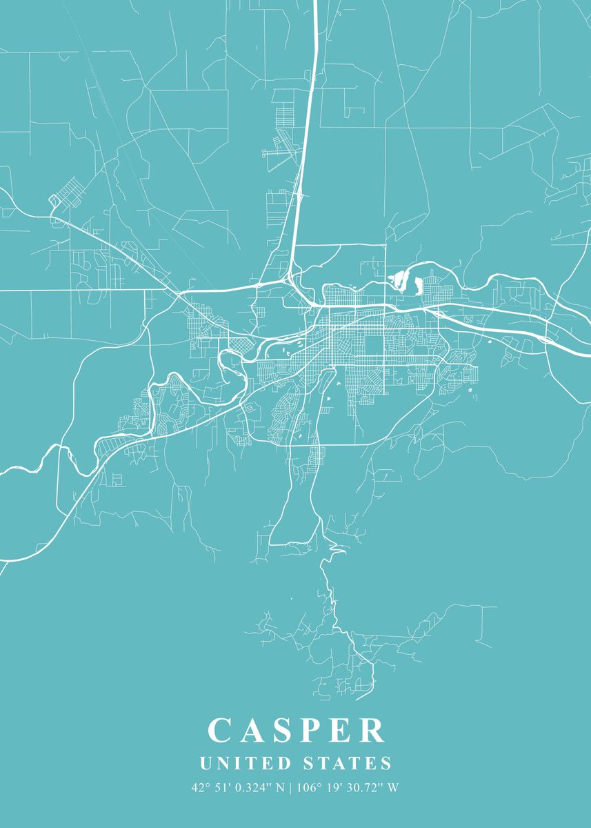 'Casper Beach Plane Map' Poster by Tien Stencil | Displate