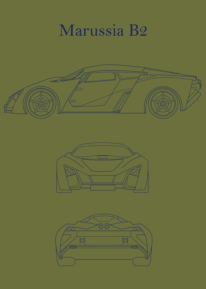 'Marussia B2 Blueprint 2010' Poster by TheGolden Hand | Displate