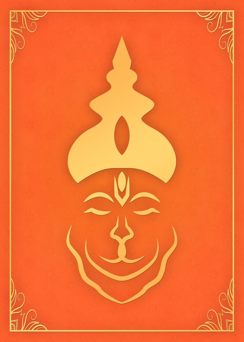 'Lord Hanuman Orange Yellow' Poster, picture, metal print, paint by ...