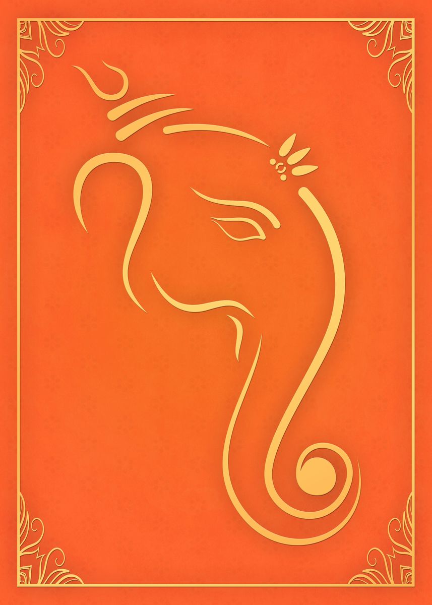'Lord Ganesh Hindu Orange' Poster, picture, metal print, paint by ...