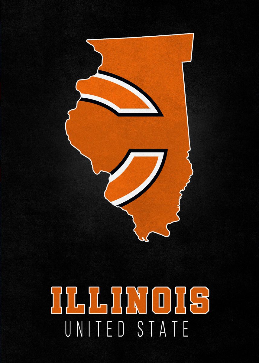 'Illinois State Map' Poster by Katty | Displate