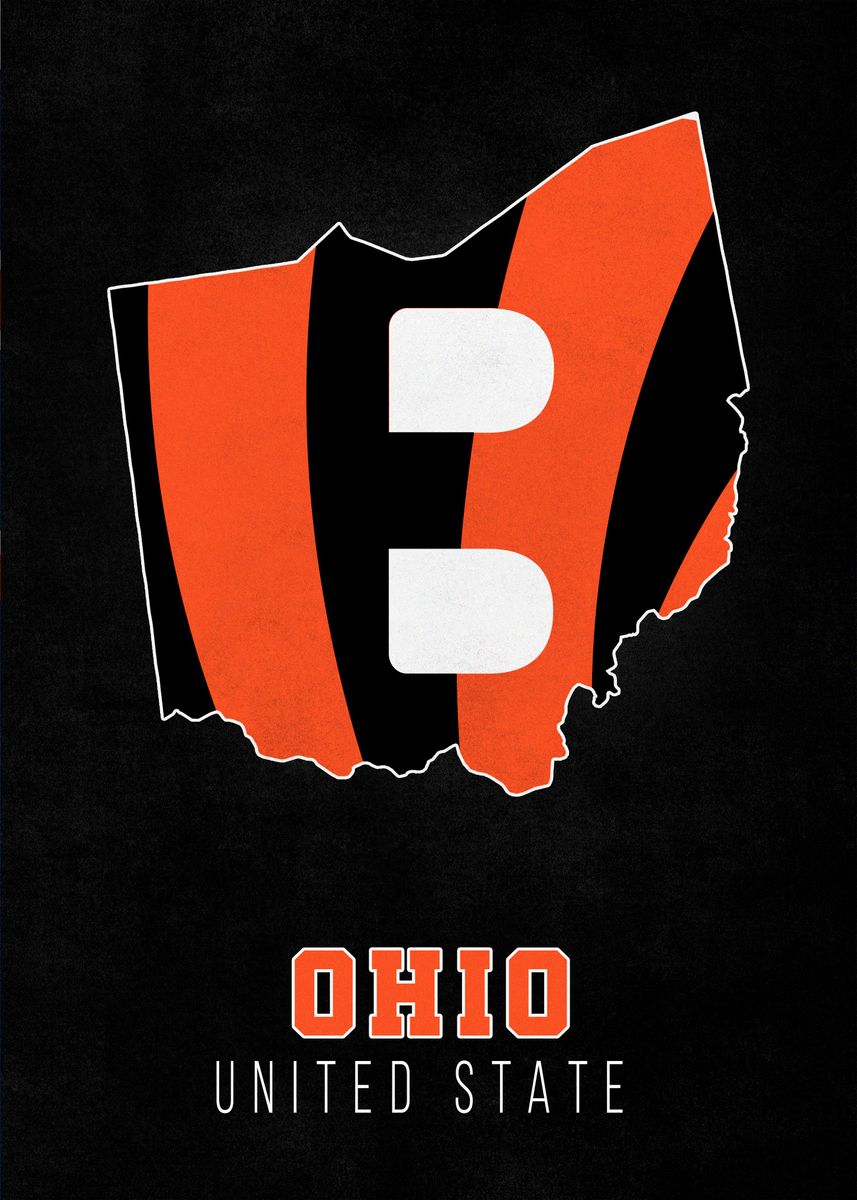 'Ohio State Map' Poster, picture, metal print, paint by Katty | Displate