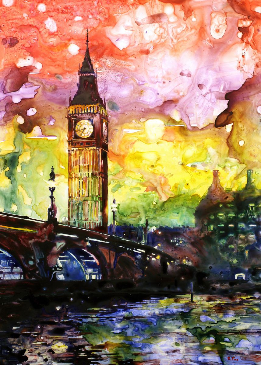 'Big Ben Artwork London' Poster by Ryan Fox | Displate
