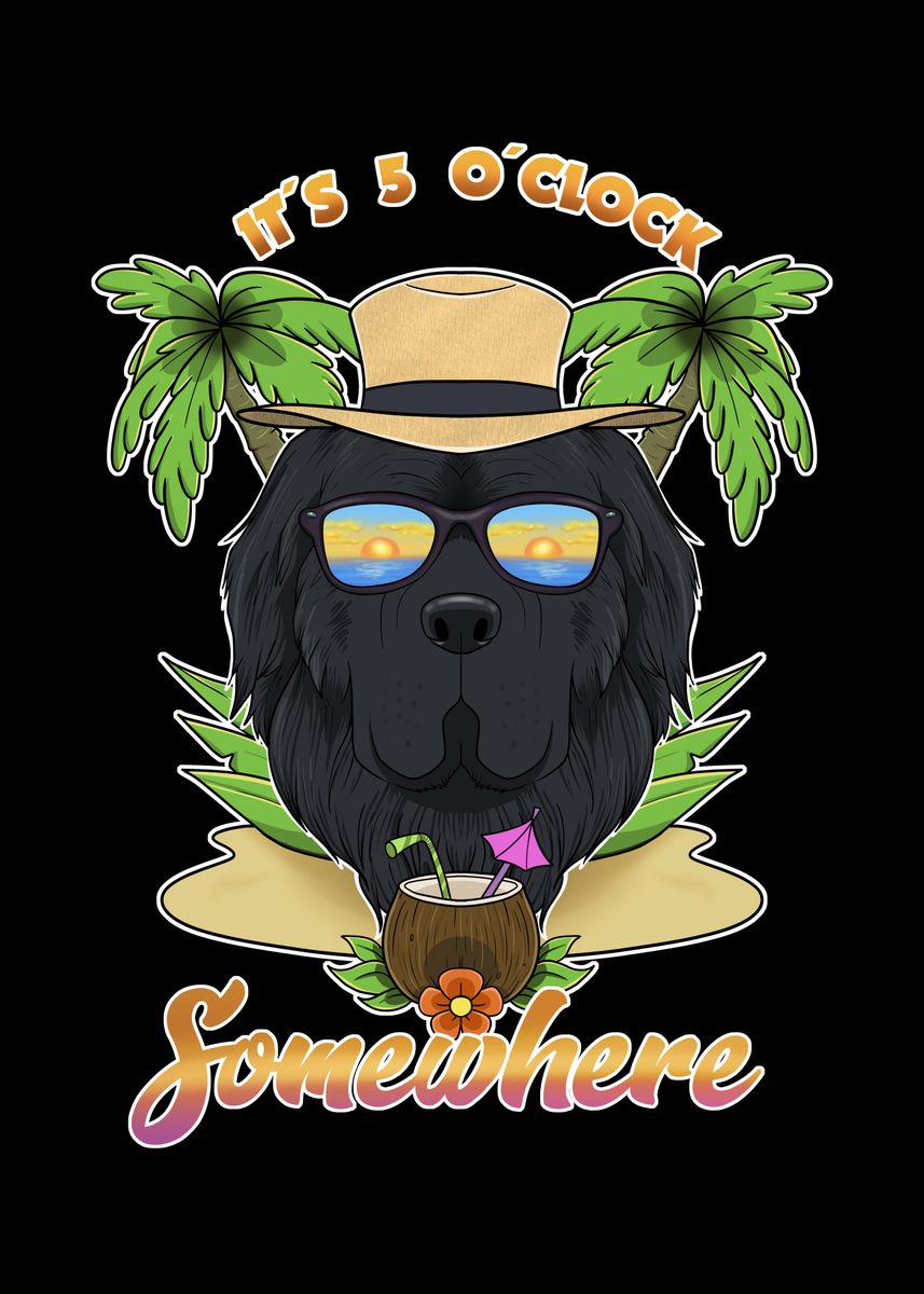 'Newfoundland Drinking' Poster, picture, metal print, paint by ...