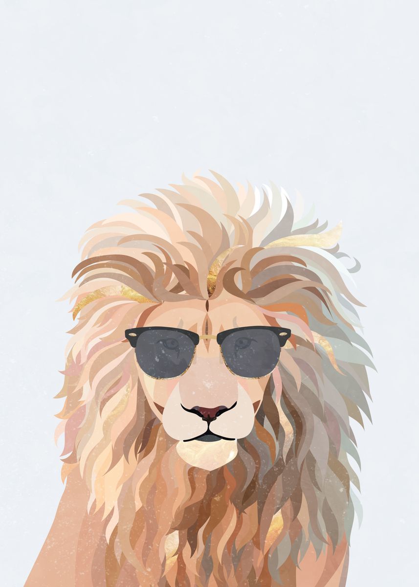 'Golden white lion' Poster, picture, metal print, paint by Sarah ...