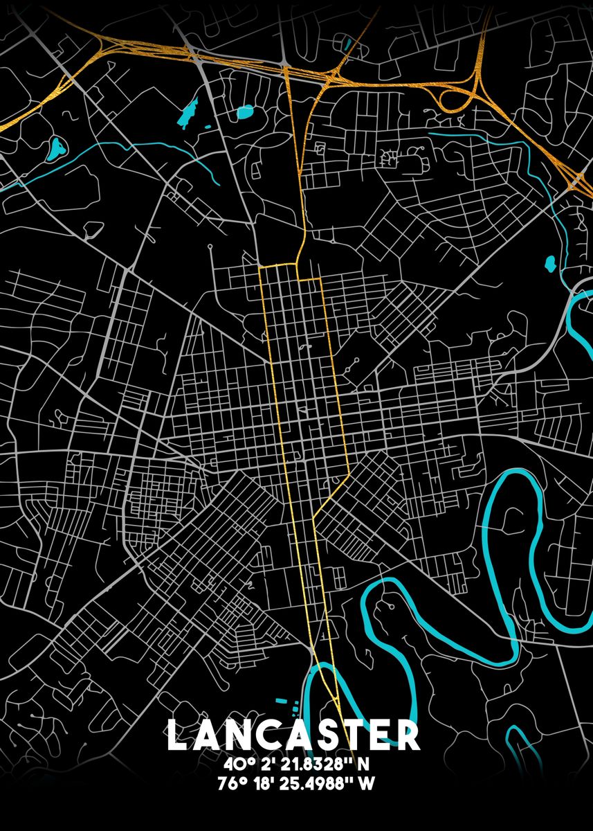 'Lancaster PA USA' Poster, picture, metal print, paint by Clayborne ...