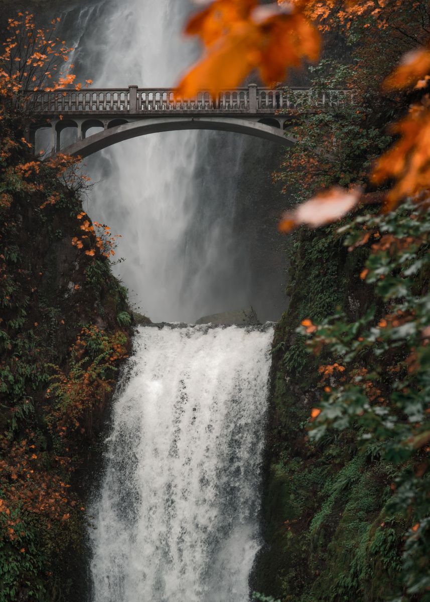 'Multnomah Falls autumn' Poster, picture, metal print, paint by ...